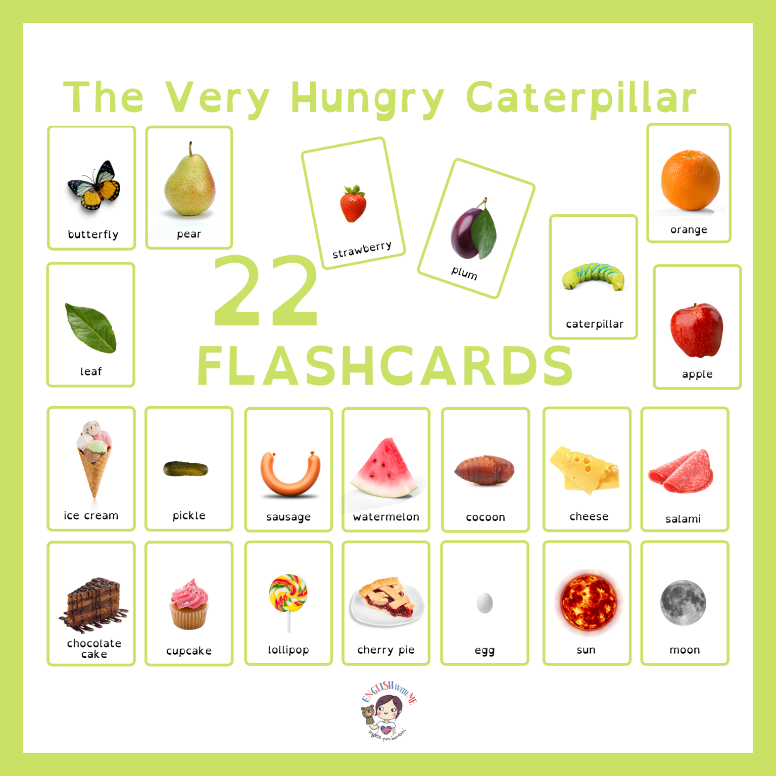 The Very Hungry Caterpillar – Flashcards - English with me